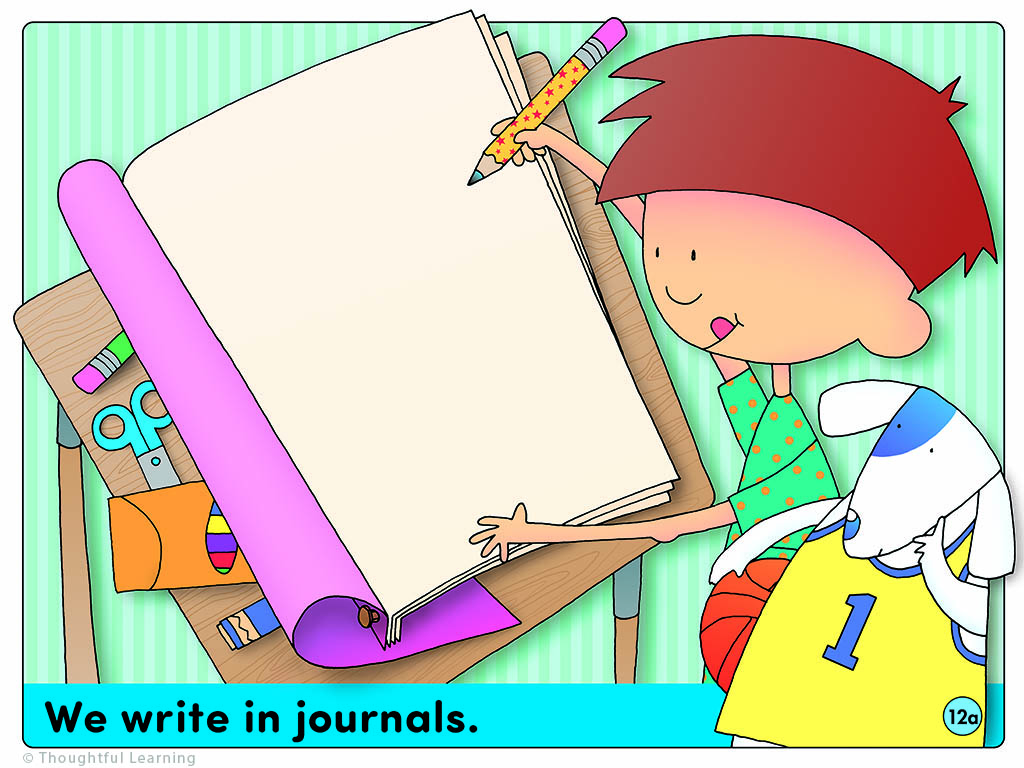 We write in journals. (interactive) | Thoughtful Learning K-12 We write in journals. (interactive) | Thoughtful Learning K-12