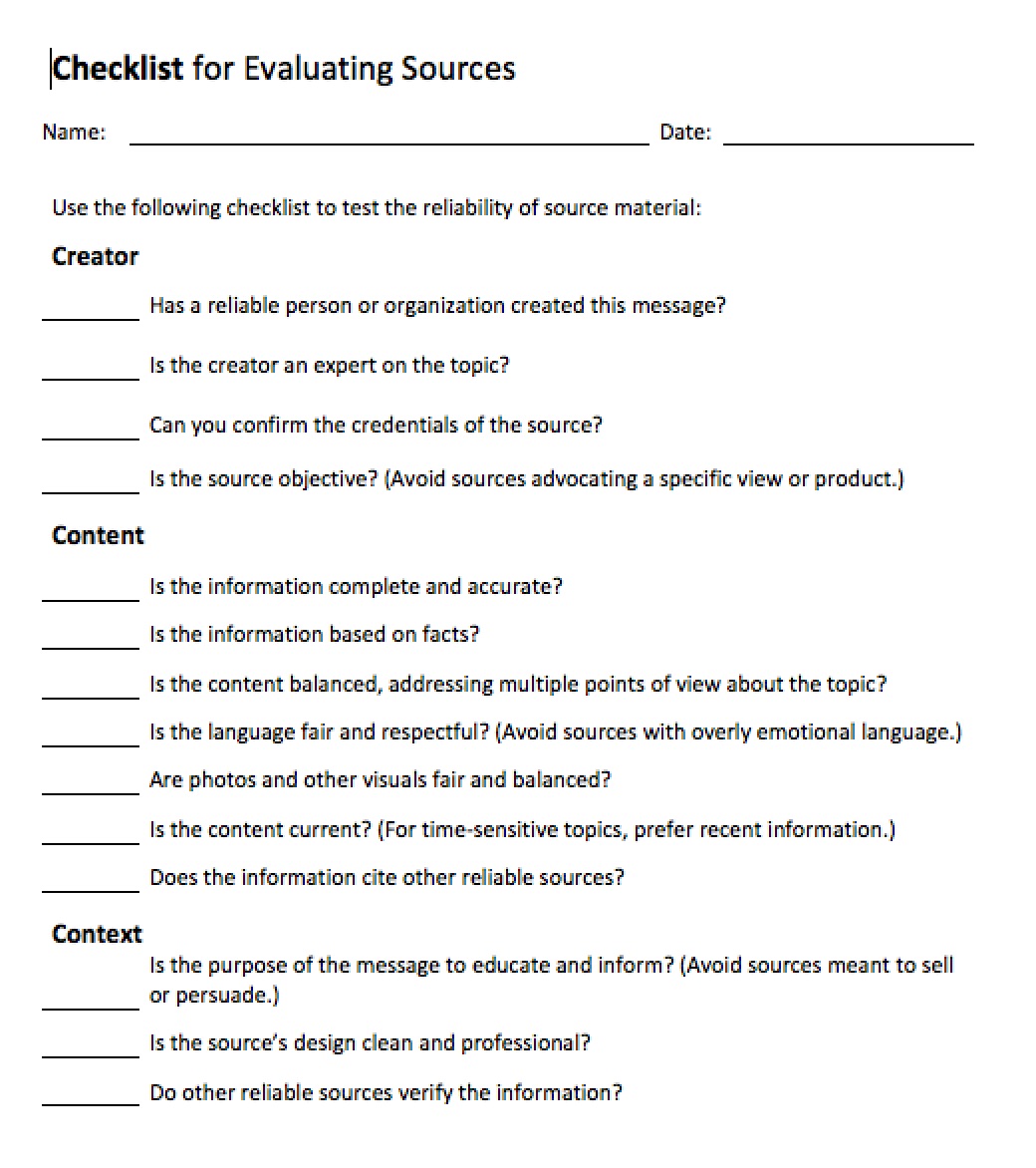 Source Evaluation Worksheet Template In Word Source Evaluation Worksheet Template In Word